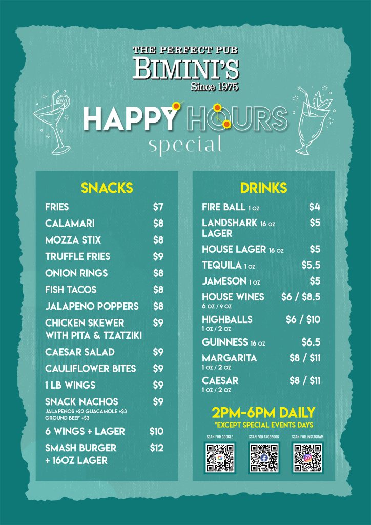 Happy Hours – Bimini's Since 1975 – Vancouver